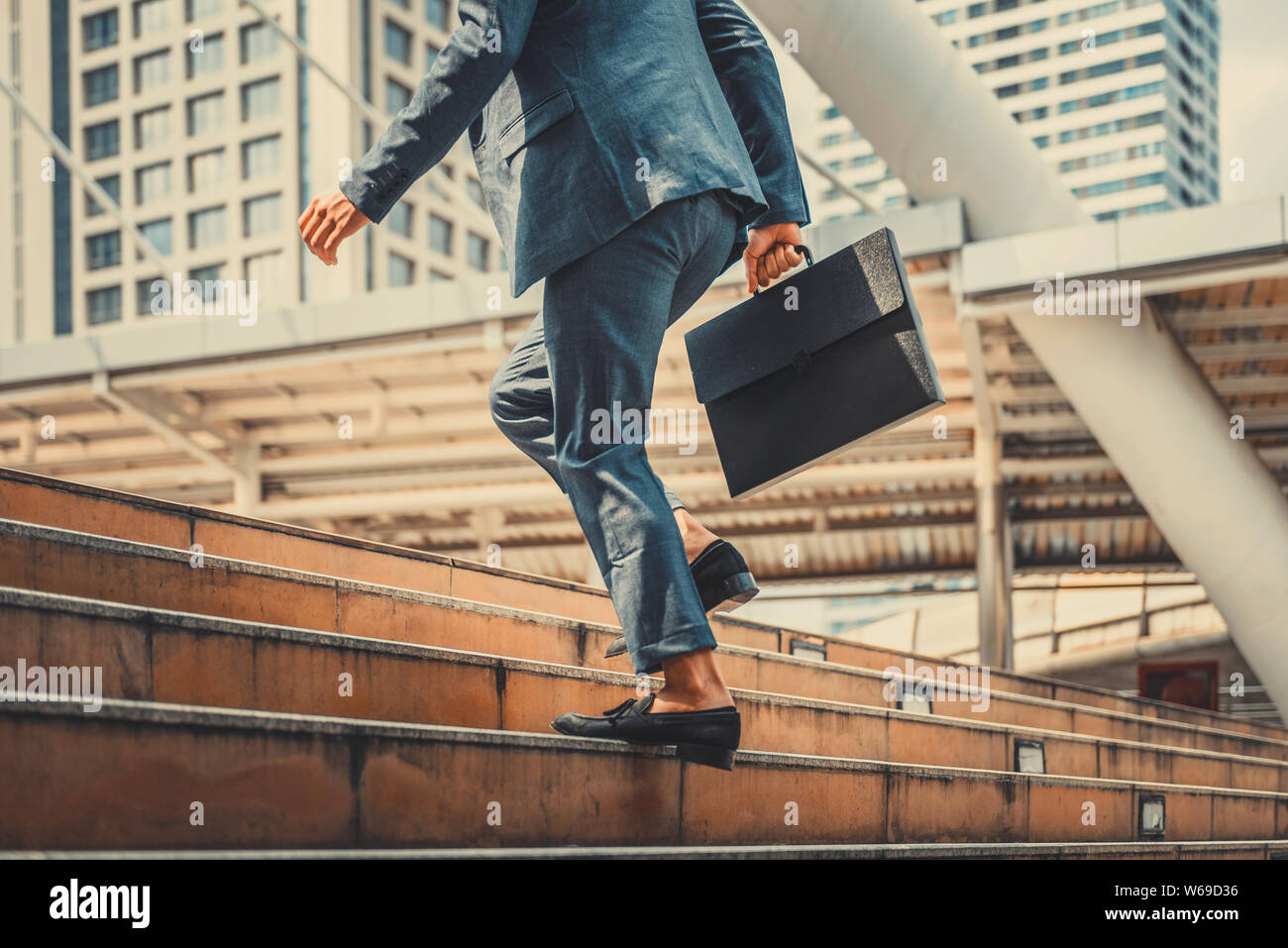 Businessman concept running forward to his goal, A man hurry up go to work, competitive business ...