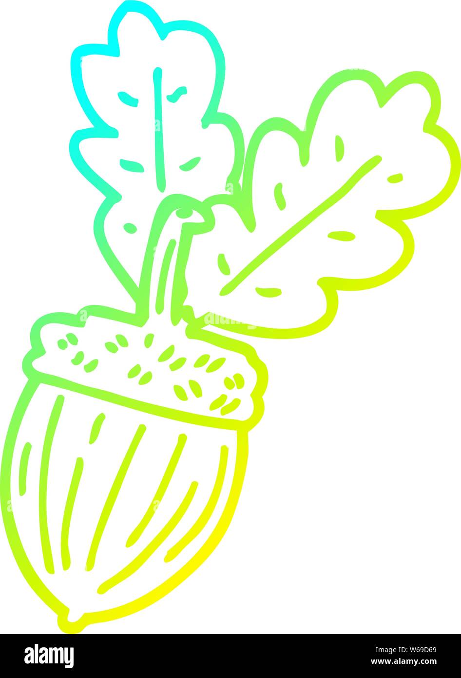 cold gradient line drawing of a cartoon acorn Stock Vector Image & Art ...