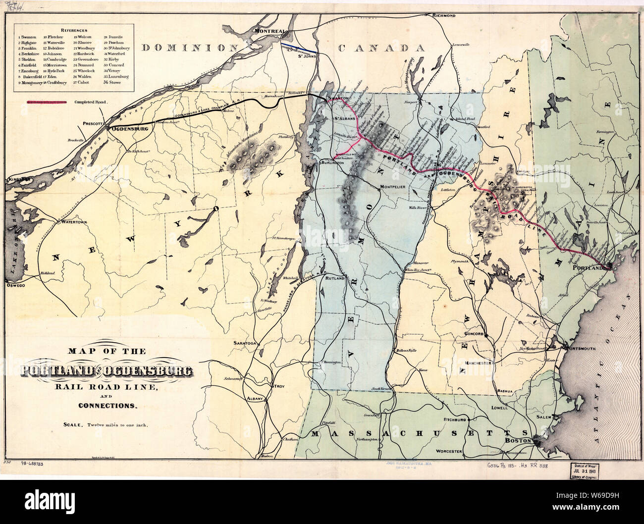 0364 Railroad Maps Map of the Portland and Ogdensburg Rail Road line ...