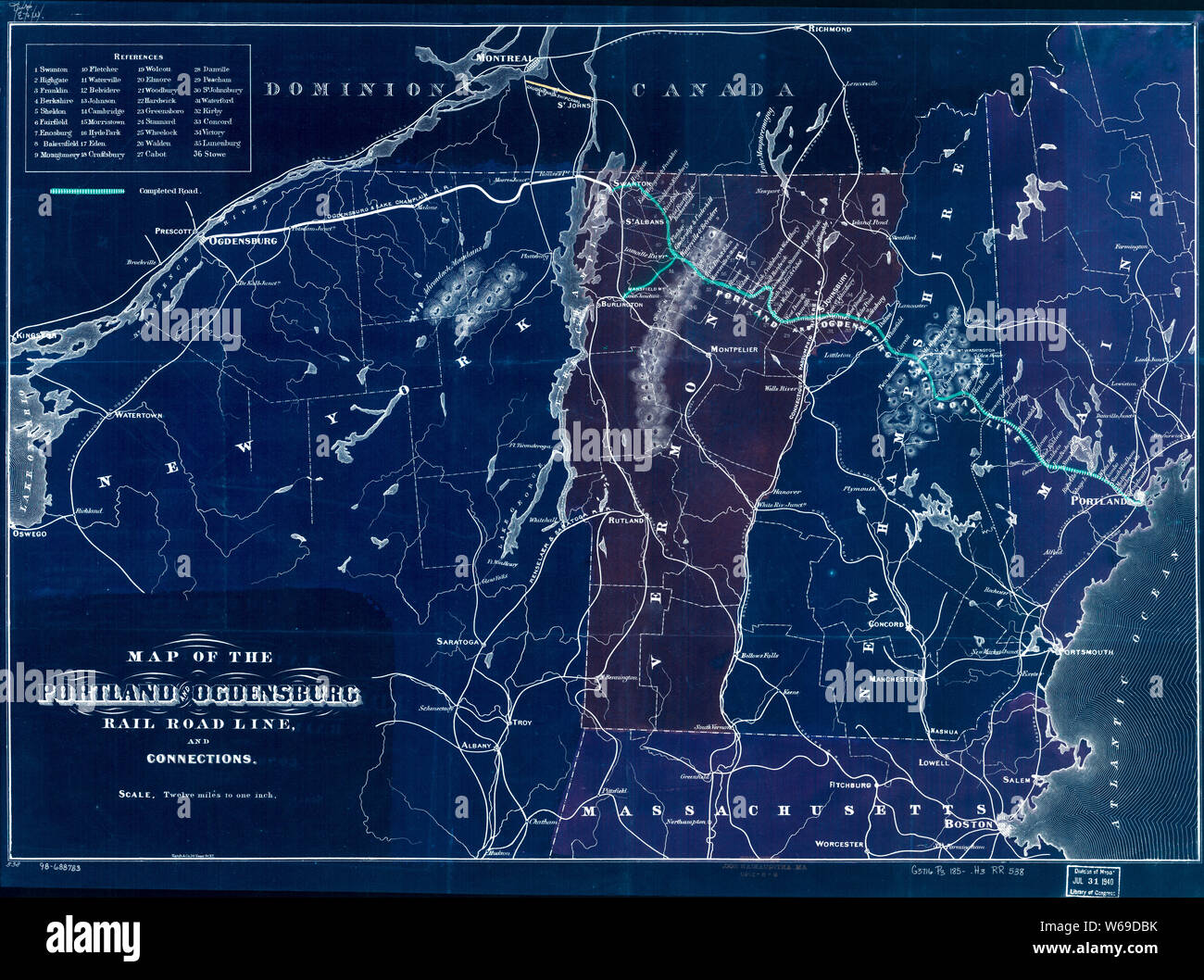 0364 Railroad Maps Map of the Portland and Ogdensburg Rail Road line ...