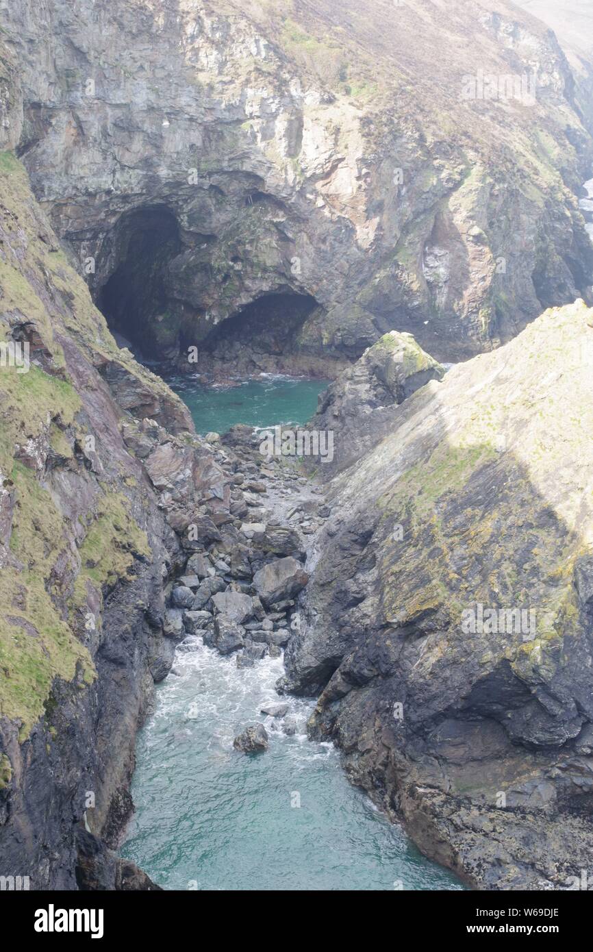 Looking along the Rugged Sea Cliffs of St Agnes Head on a Hazy Spring ...