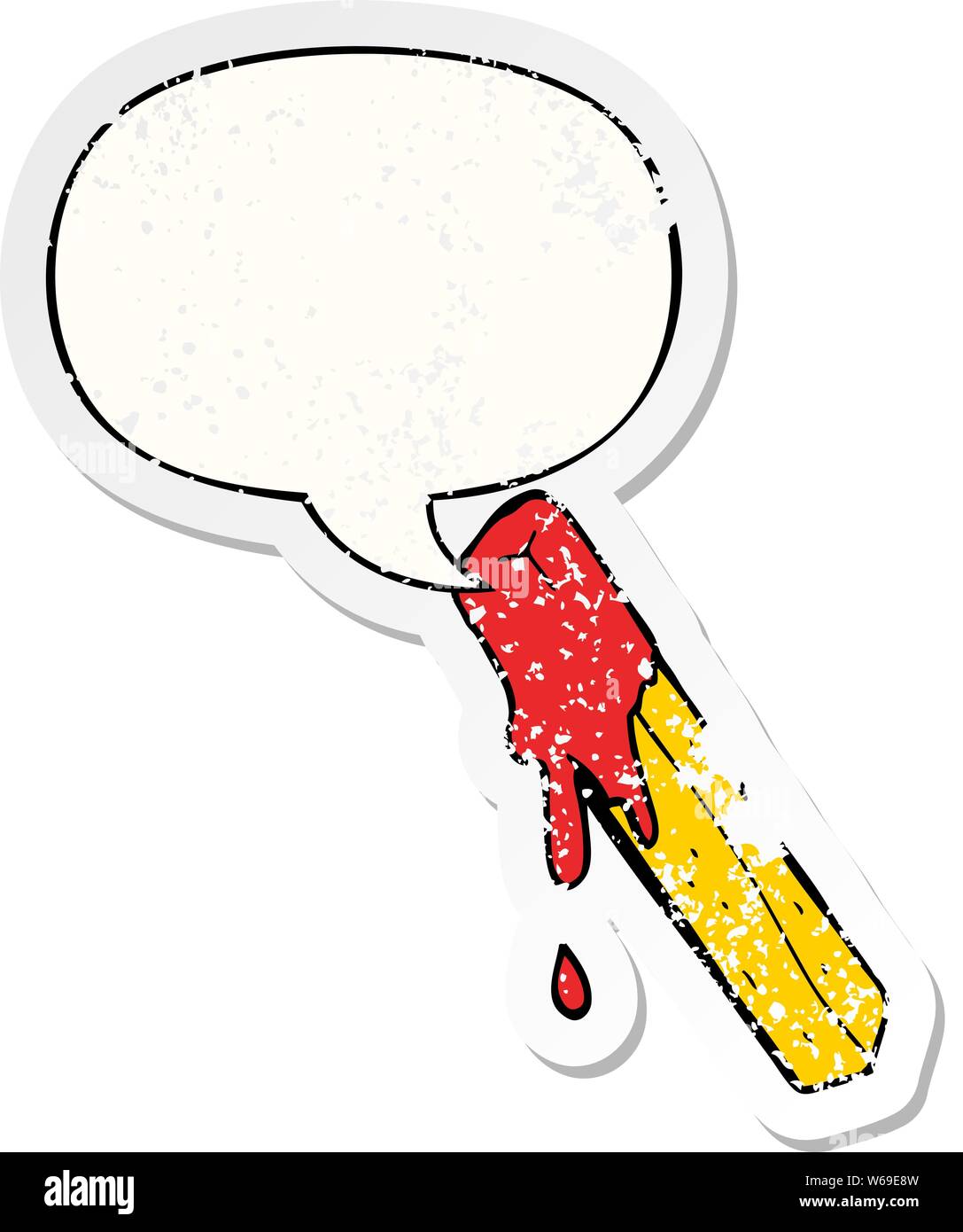 cartoon dipped fry with speech bubble distressed distressed old sticker ...