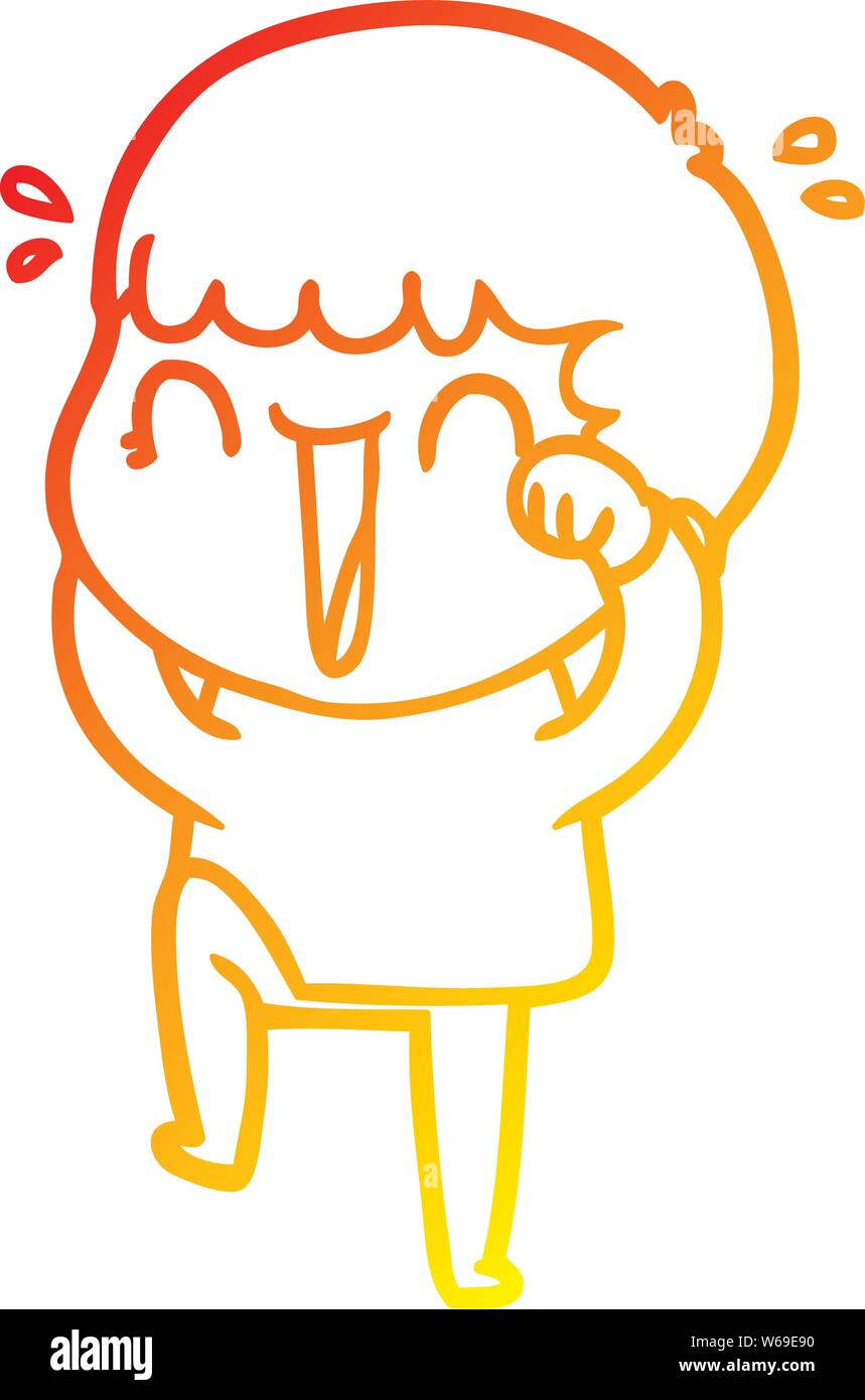 warm gradient line drawing of a laughing cartoon man Stock Vector Image ...