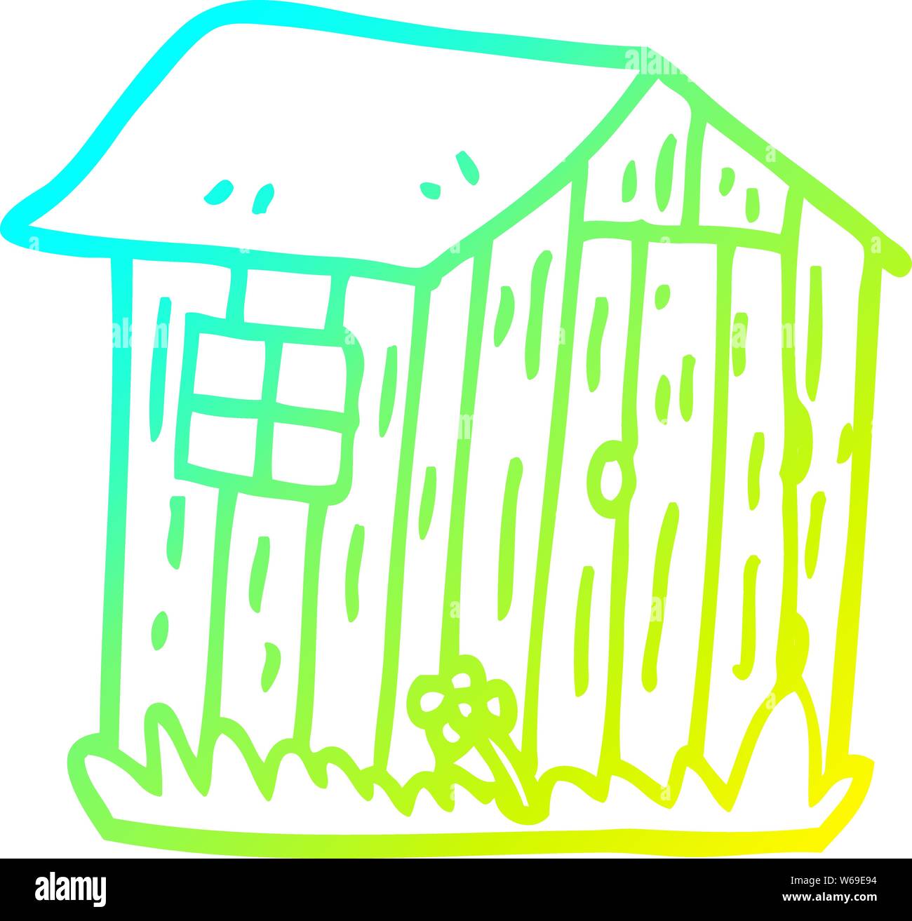 cold gradient line drawing of a cartoon wood shed Stock Vector Image ...