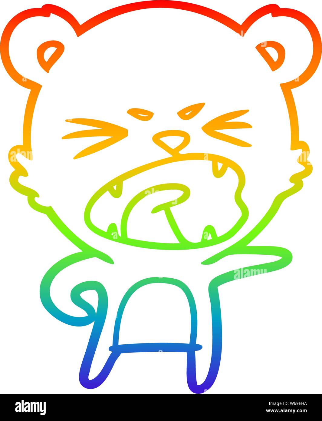 rainbow gradient line drawing of a angry cartoon bear Stock Vector ...
