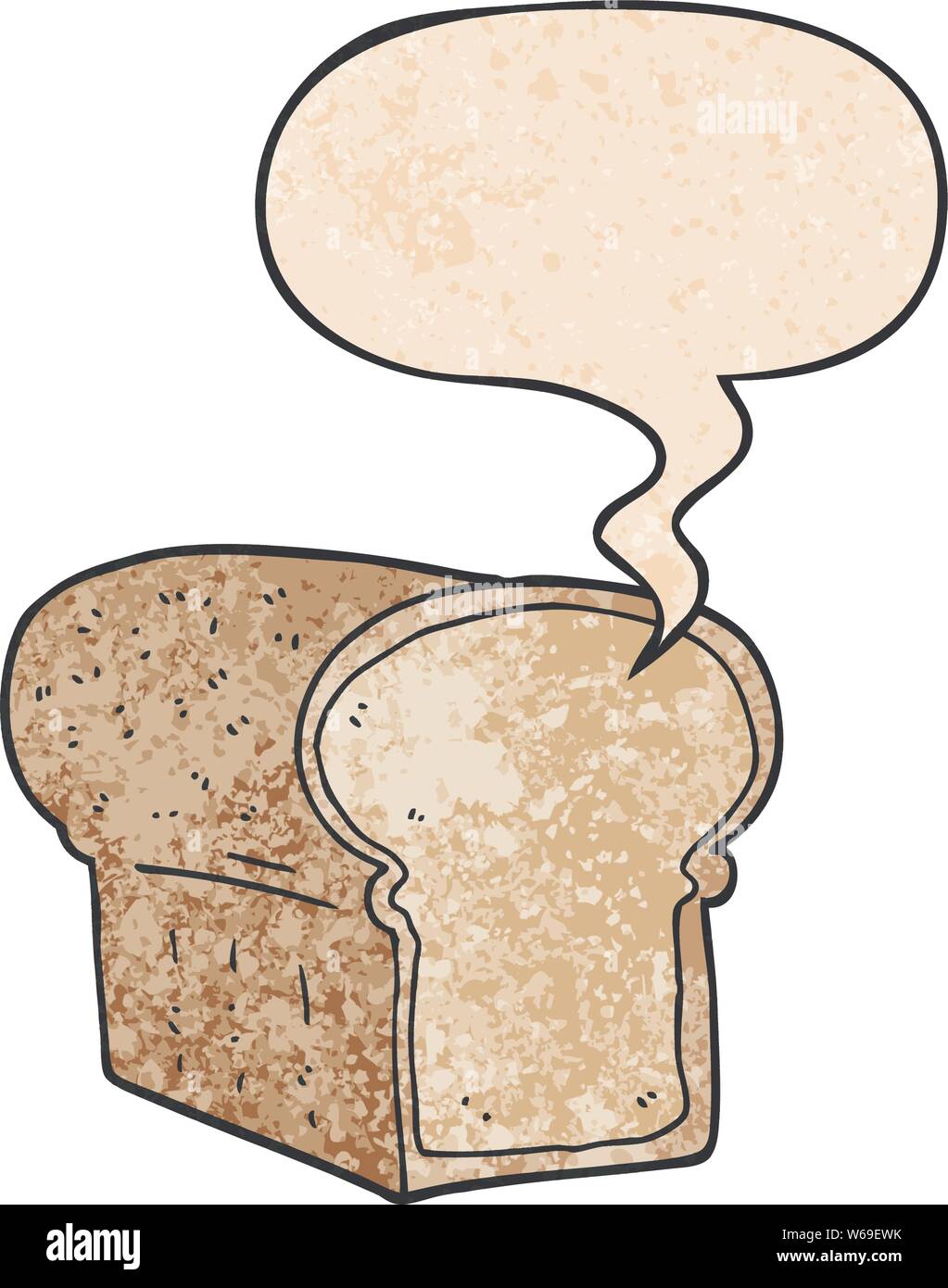 cartoon loaf of bread with speech bubble in retro texture style Stock ...
