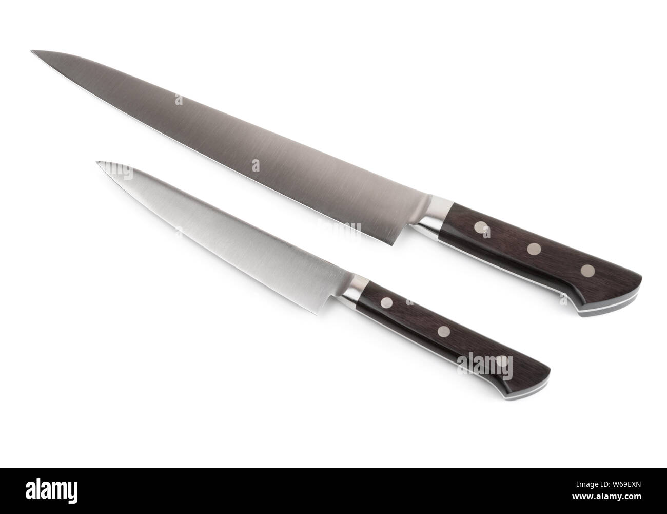 Two new kitchen knives isolated on white background Stock Photo - Alamy