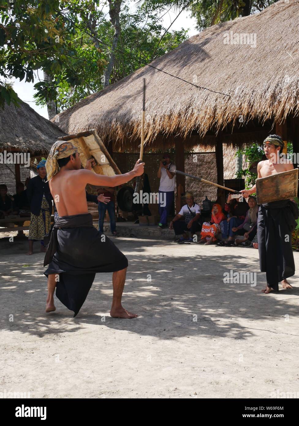 Peresean dance, proof of manhood male Sasak trible in Lombok Stock ...