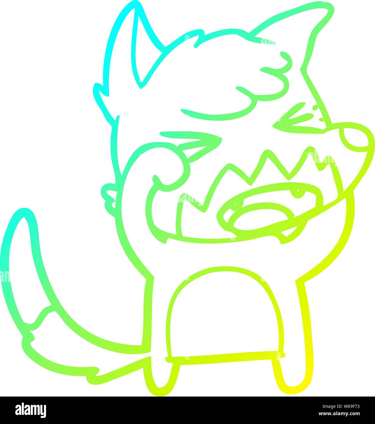 cold gradient line drawing of a angry cartoon fox rubbing eyes Stock ...