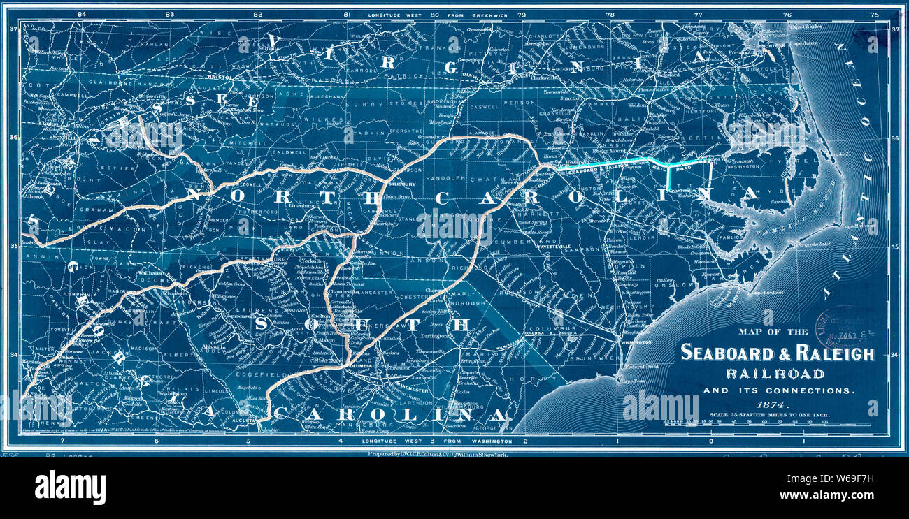0380 Railroad Maps Map of the Seaboard Raleigh Railroad and its ...
