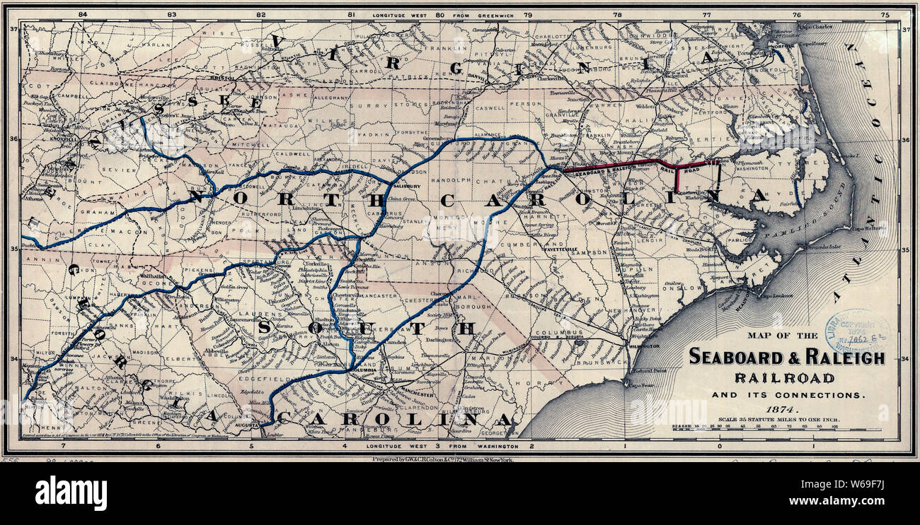0380 Railroad Maps Map of the Seaboard Raleigh Railroad and its ...