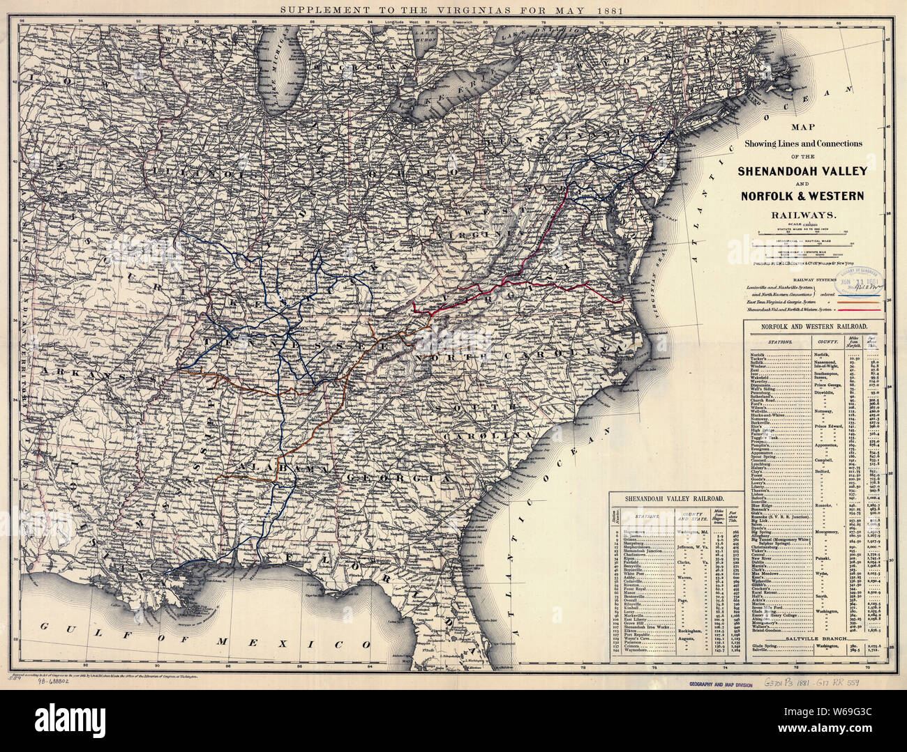 0383 Railroad Maps Map showing lines and connections of the Shenandoah ...