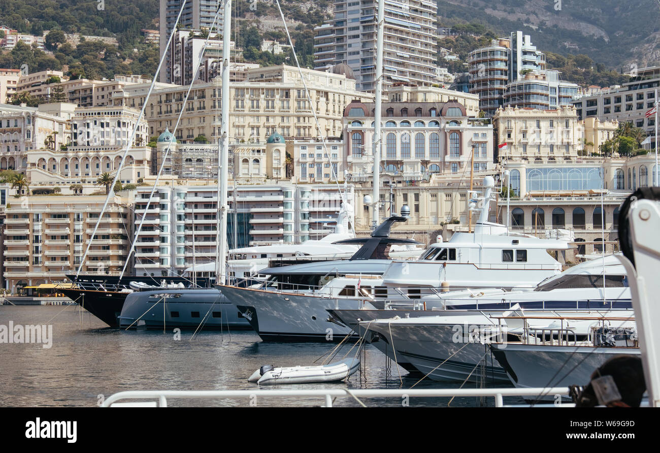 Yachts and ships in the port of Monaco pier pier boats sails and ...