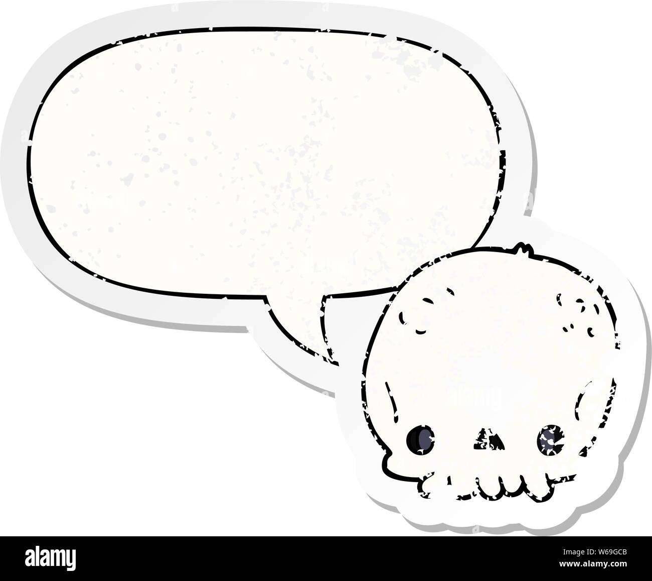 cartoon skull with speech bubble distressed distressed old sticker ...