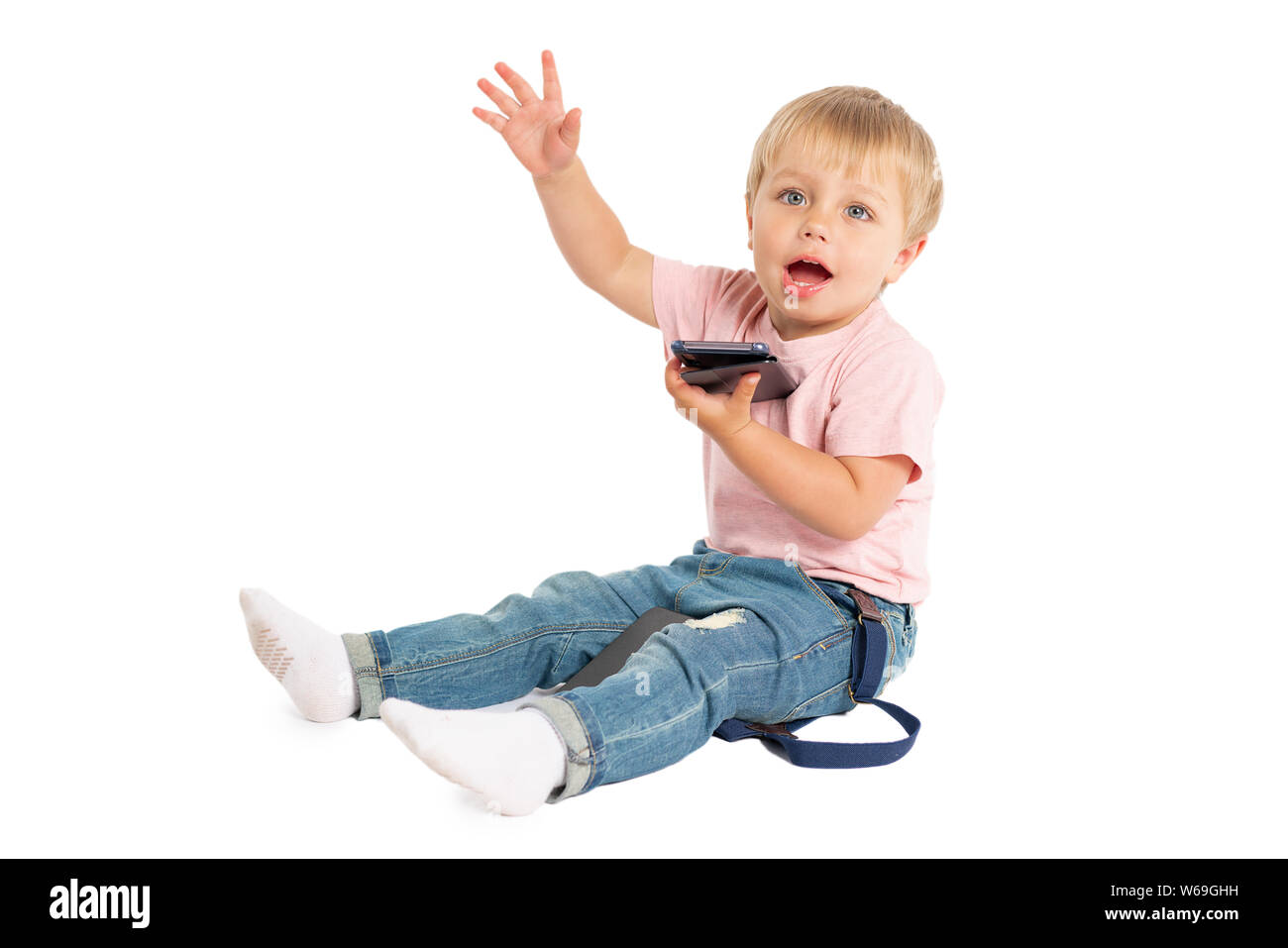 Little boy using mobile phone. Child playing on smartphone. Technology ...