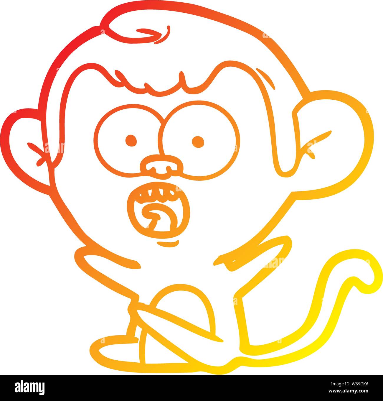 warm gradient line drawing of a cartoon shocked monkey Stock Vector ...