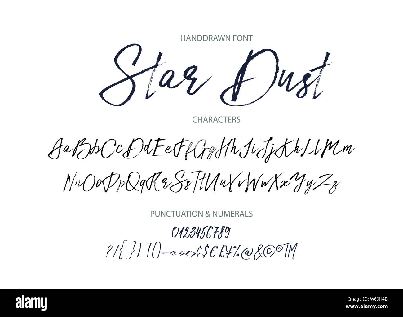 Star dust. Handdrawn calligraphic vector font. Distress grunge texture ...