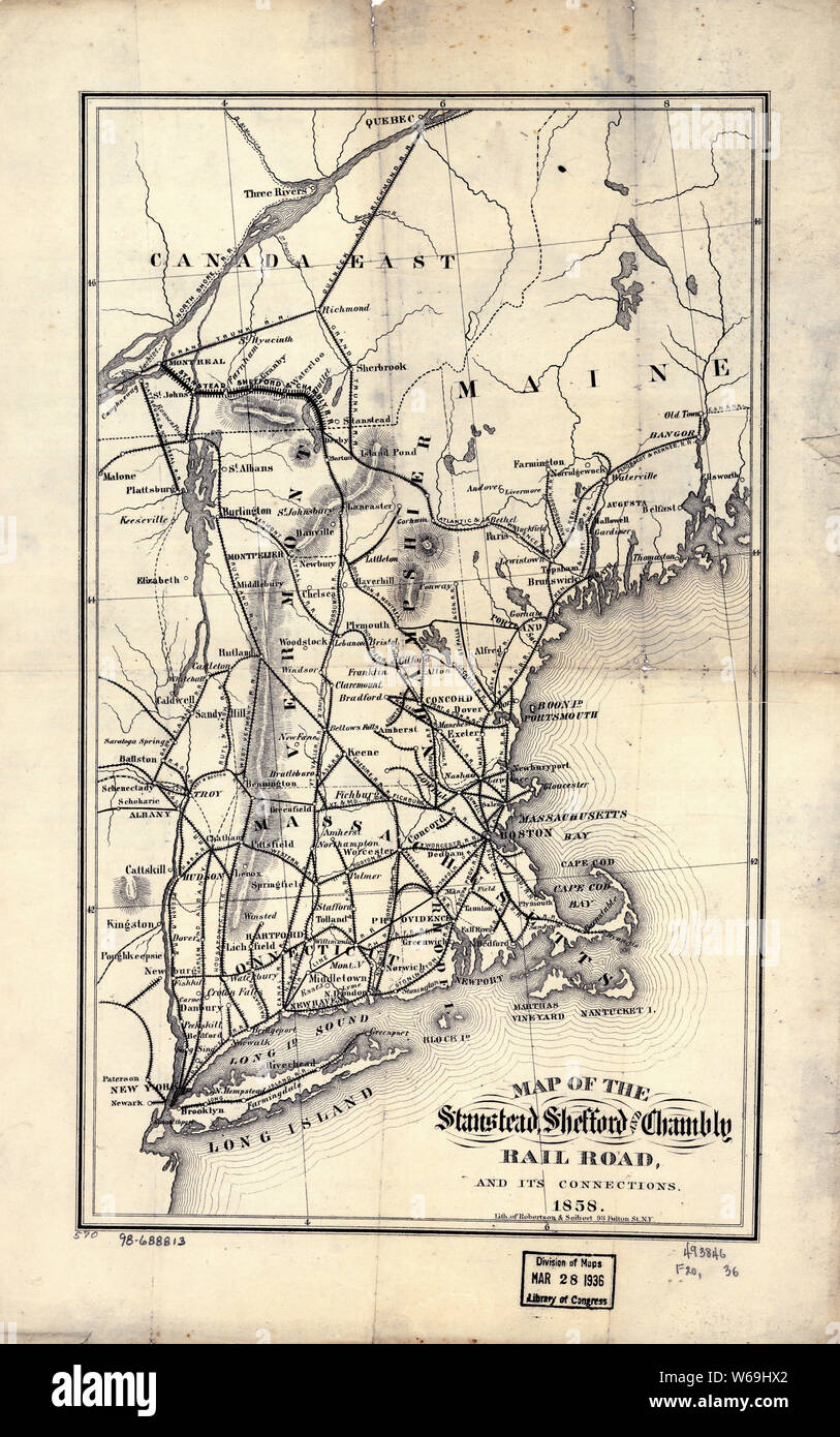 0392 Railroad Maps Map of the Stanstead Shefford and Chambly Rail Road ...
