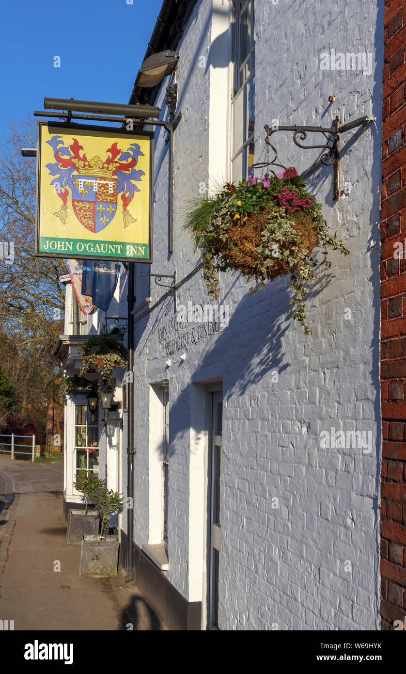 Colourful pub sign at the John O'Gaunt Inn, freehouse ppub and ...