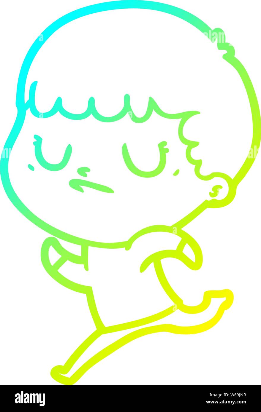 cold gradient line drawing of a cartoon grumpy boy Stock Vector Image ...