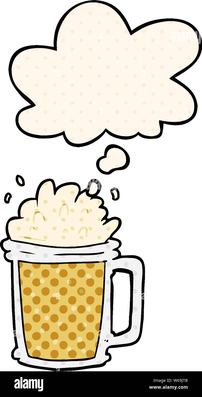 cartoon beer with thought bubble in comic book style Stock Vector Image ...
