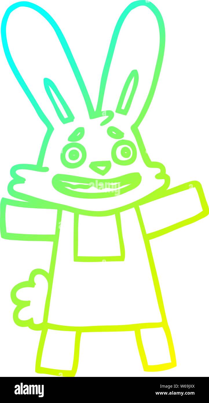 cold gradient line drawing of a cartoon scared looking rabbit Stock ...