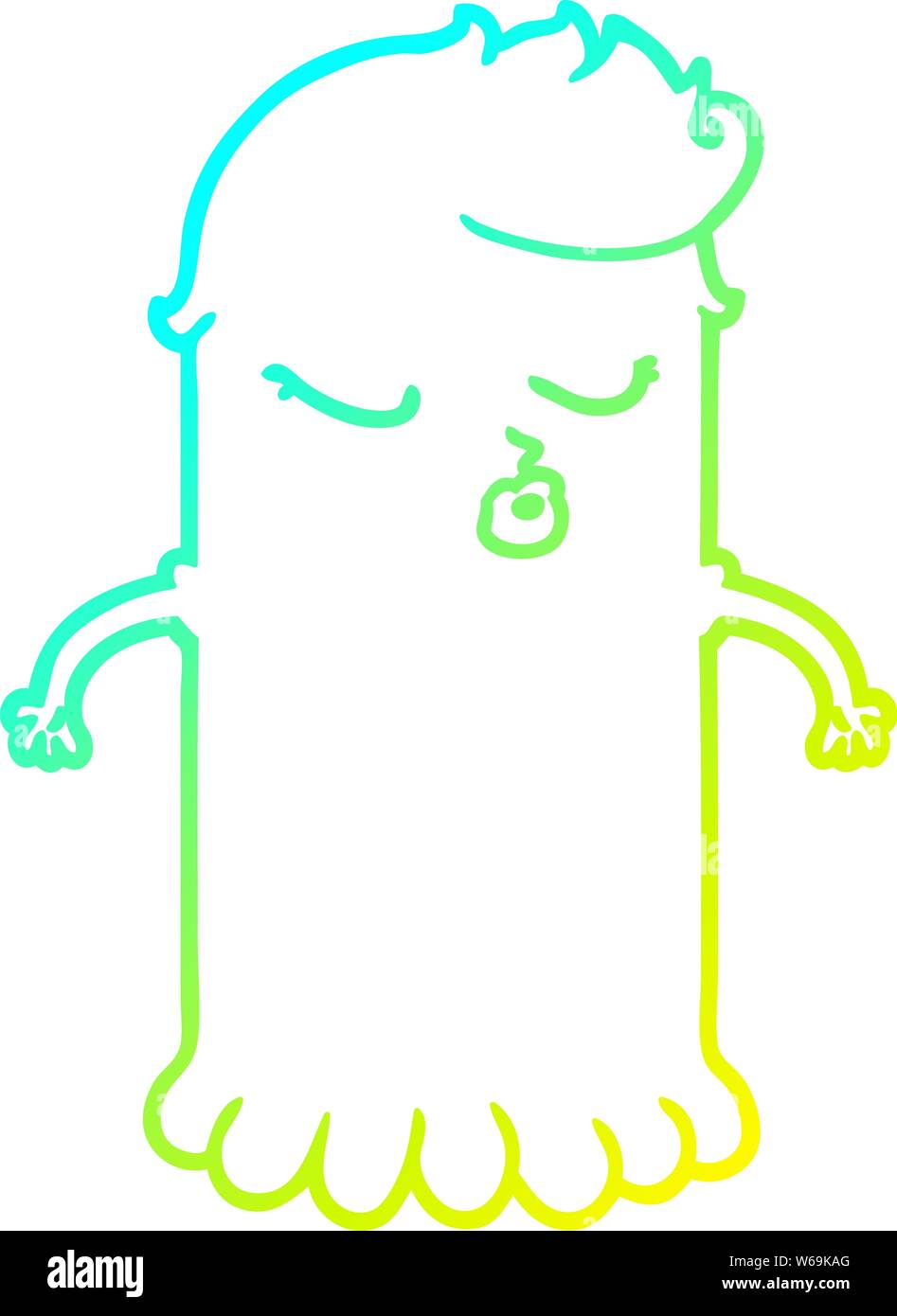 cold gradient line drawing of a cartoon cute ghost Stock Vector Image ...