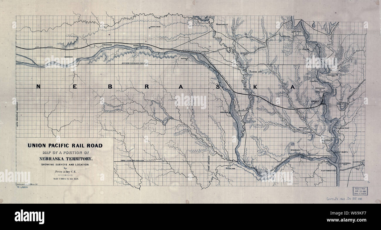 0402 Railroad Maps Union Pacific Rail Road map of a portion of Nebraska ...