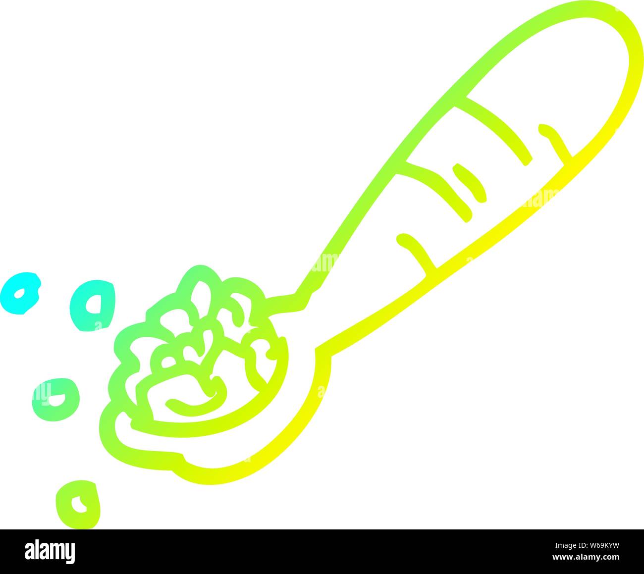 cold gradient line drawing of a cartoon spoon of cereal Stock Vector ...