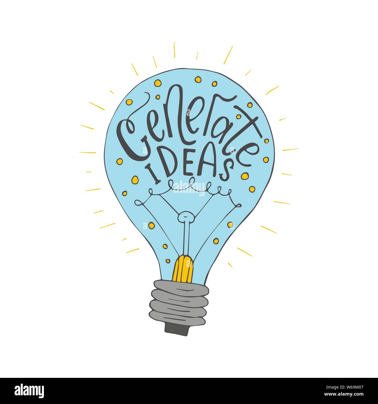 Generate ideas. Handdrawn brush lettering. Business vector llustration ...