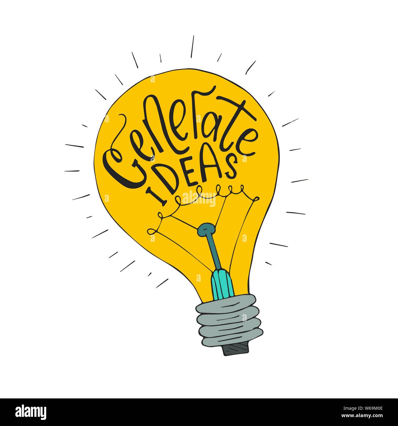 Generate ideas. Handdrawn brush lettering. Business vector llustration ...