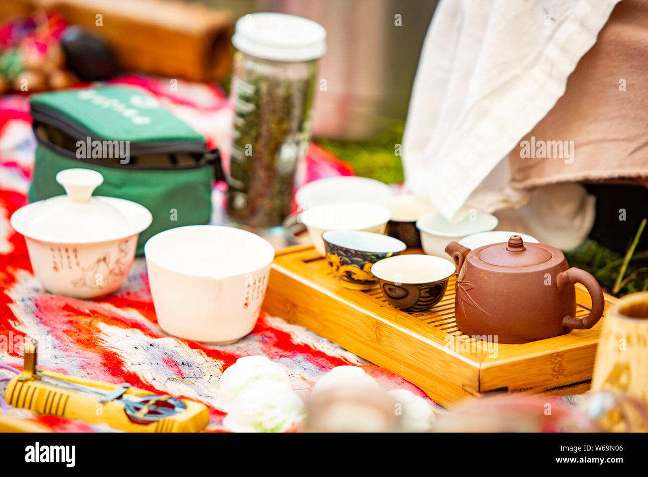 Tea ceremony outdoor setup nobody isolated at summer day Stock Photo ...