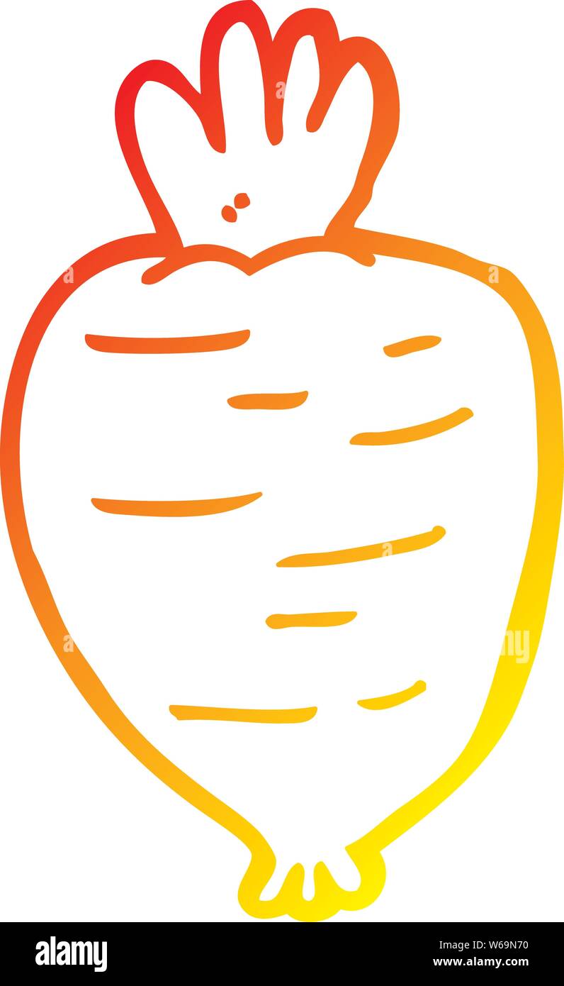 warm gradient line drawing of a cartoon root vegetable Stock Vector ...
