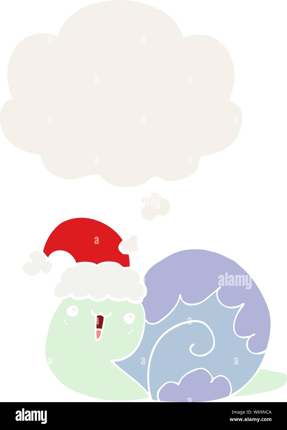cute cartoon christmas snail with thought bubble in retro style Stock ...