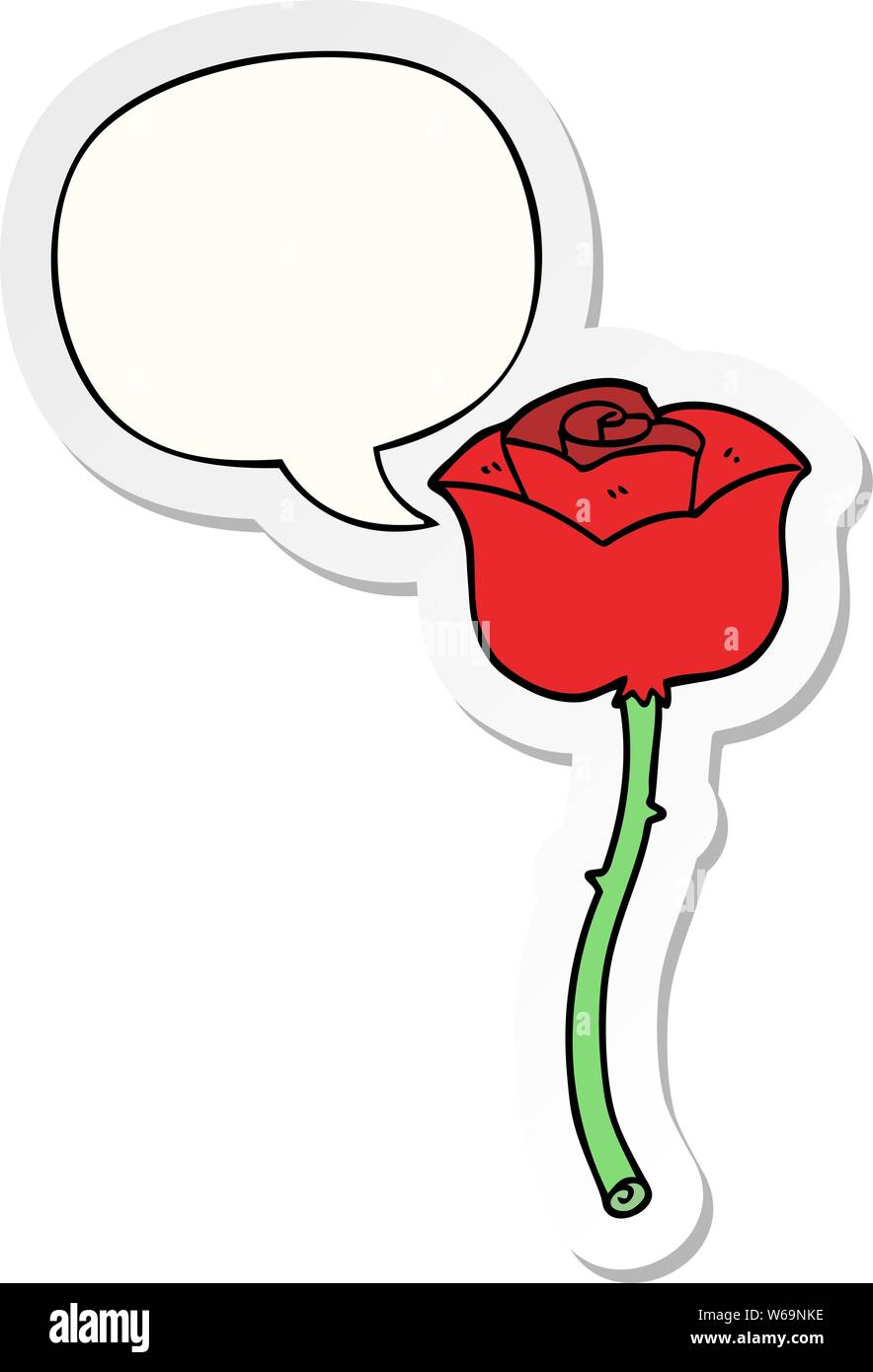 cartoon rose with speech bubble sticker Stock Vector Image & Art - Alamy