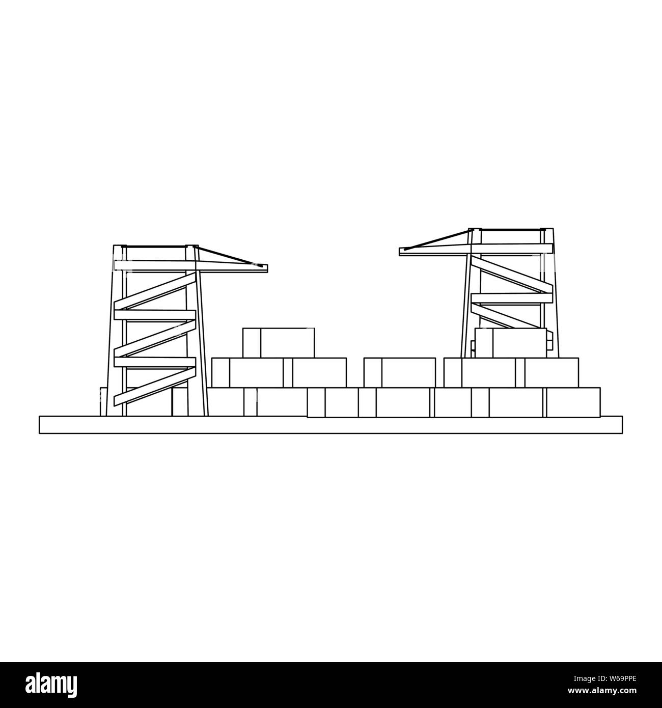 shipping logistic delivery cargo cartoon in black and white Stock ...
