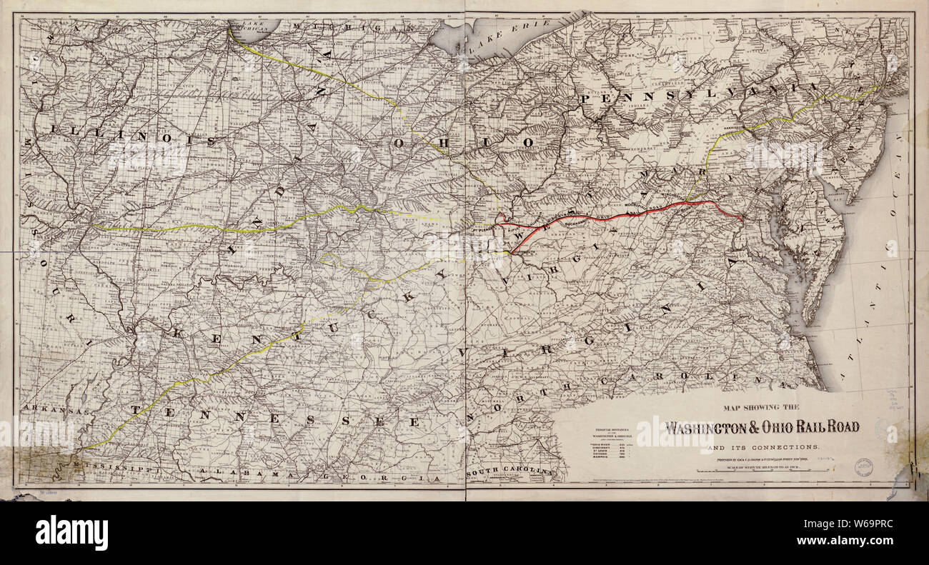 0417 Railroad Maps Map showing the Washington and Ohio Rail Road and ...