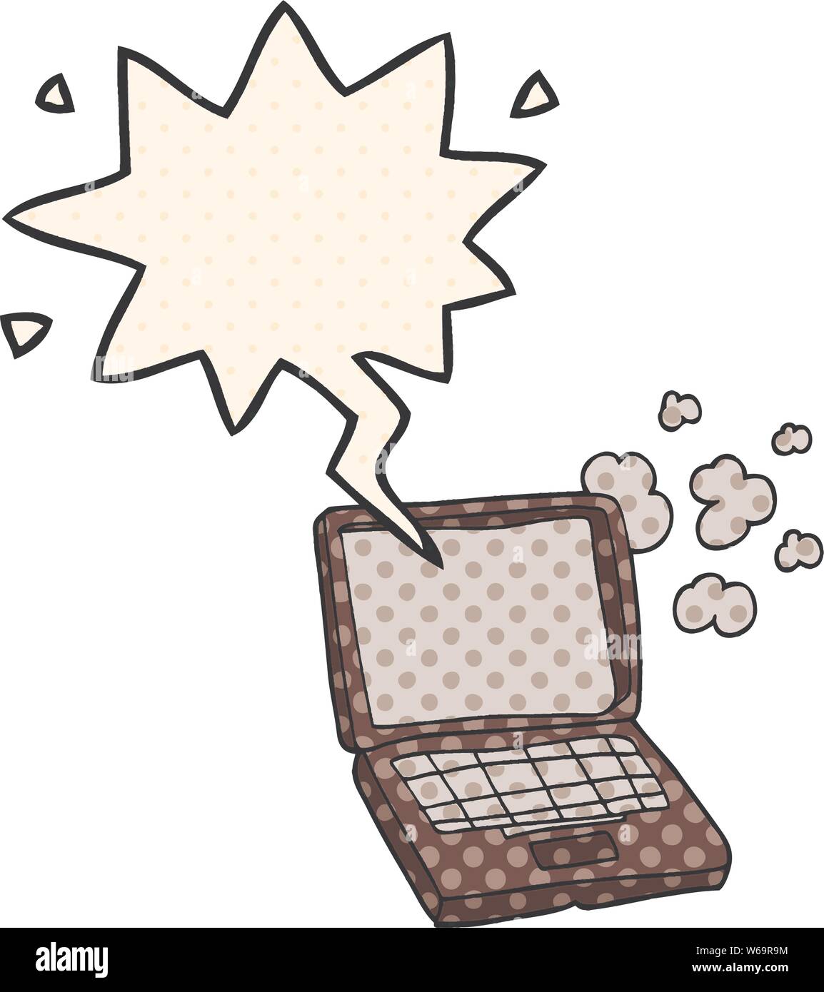 cartoon laptop computer with speech bubble in comic book style Stock ...