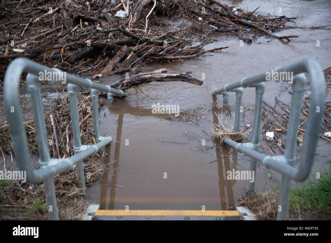 Manchester, UK, 31 Jul 2019. The River Mersey flows through Manchester ...