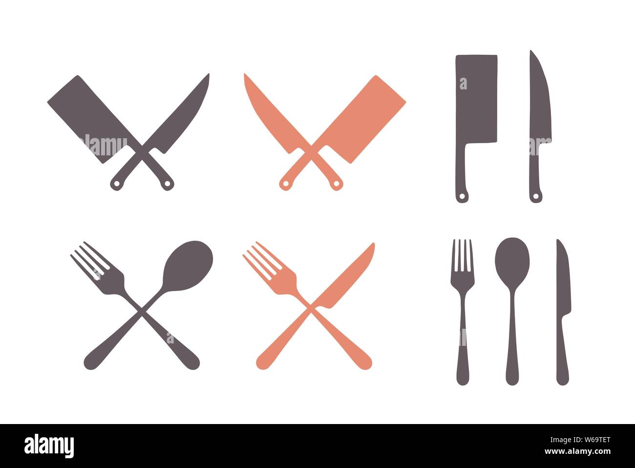 Illustration butcher cutting meat Cut Out Stock Images & Pictures - Alamy