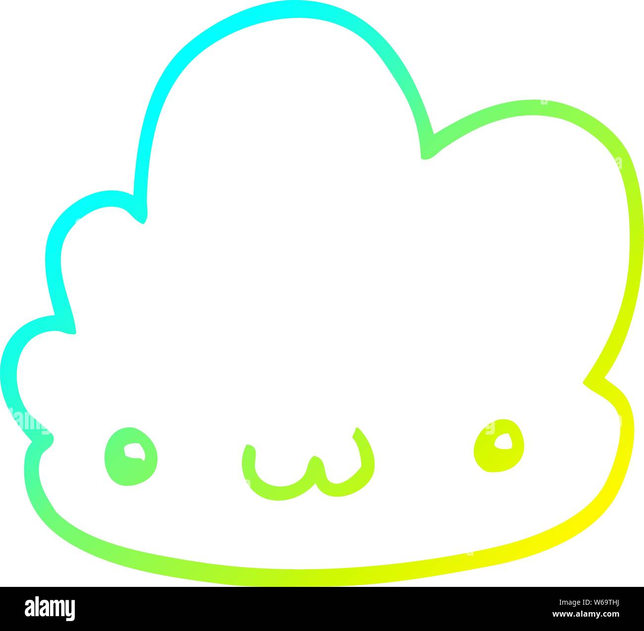 cold gradient line drawing of a cute cartoon cloud Stock Vector Image ...