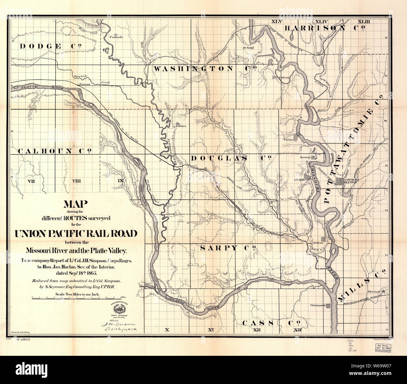 0428 Railroad Maps Map showing the different routes surveyed for the ...