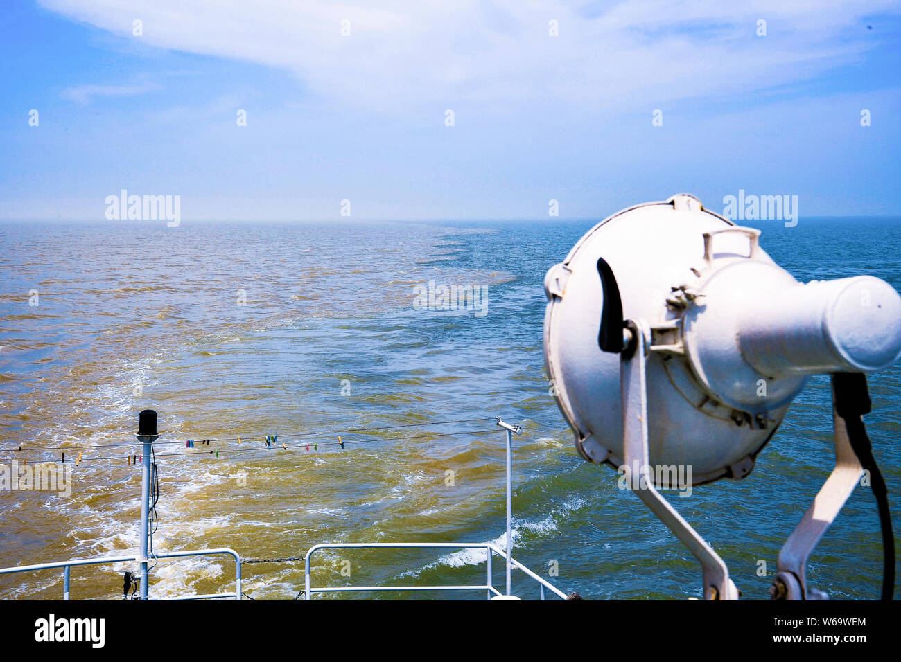 A view from a police patrol boat show the Yellow River, left, meeting ...