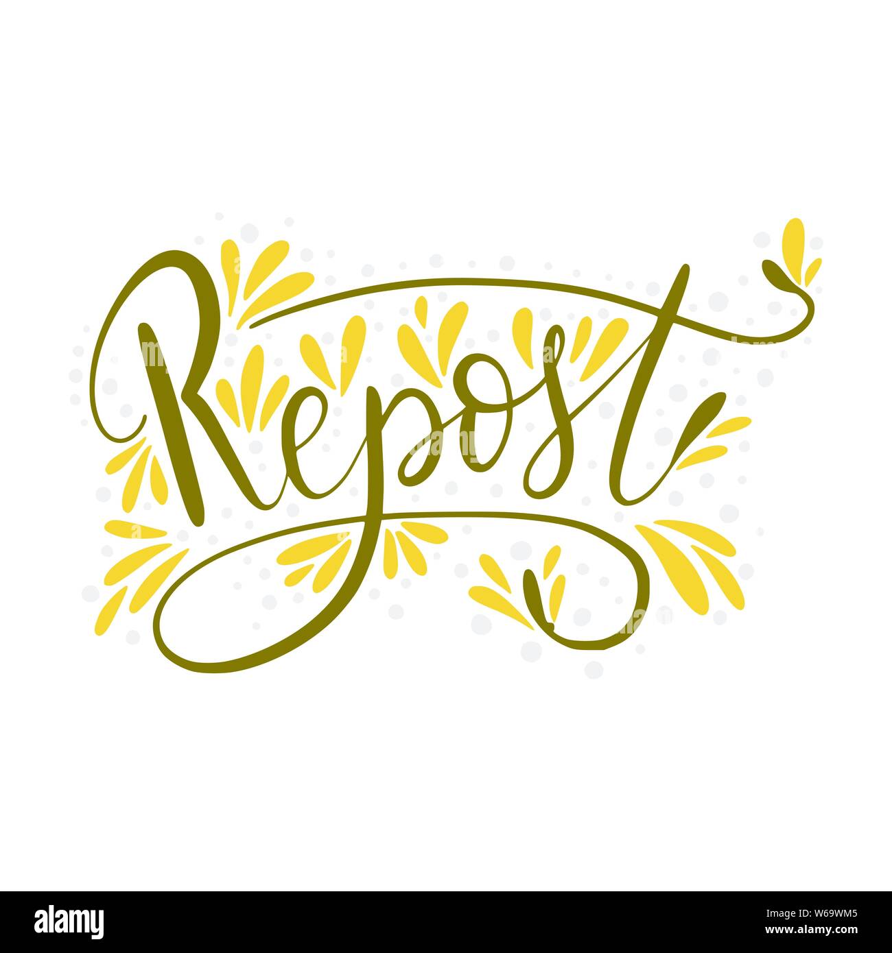 Repost. Script handmade lettering word for social media designs Stock ...