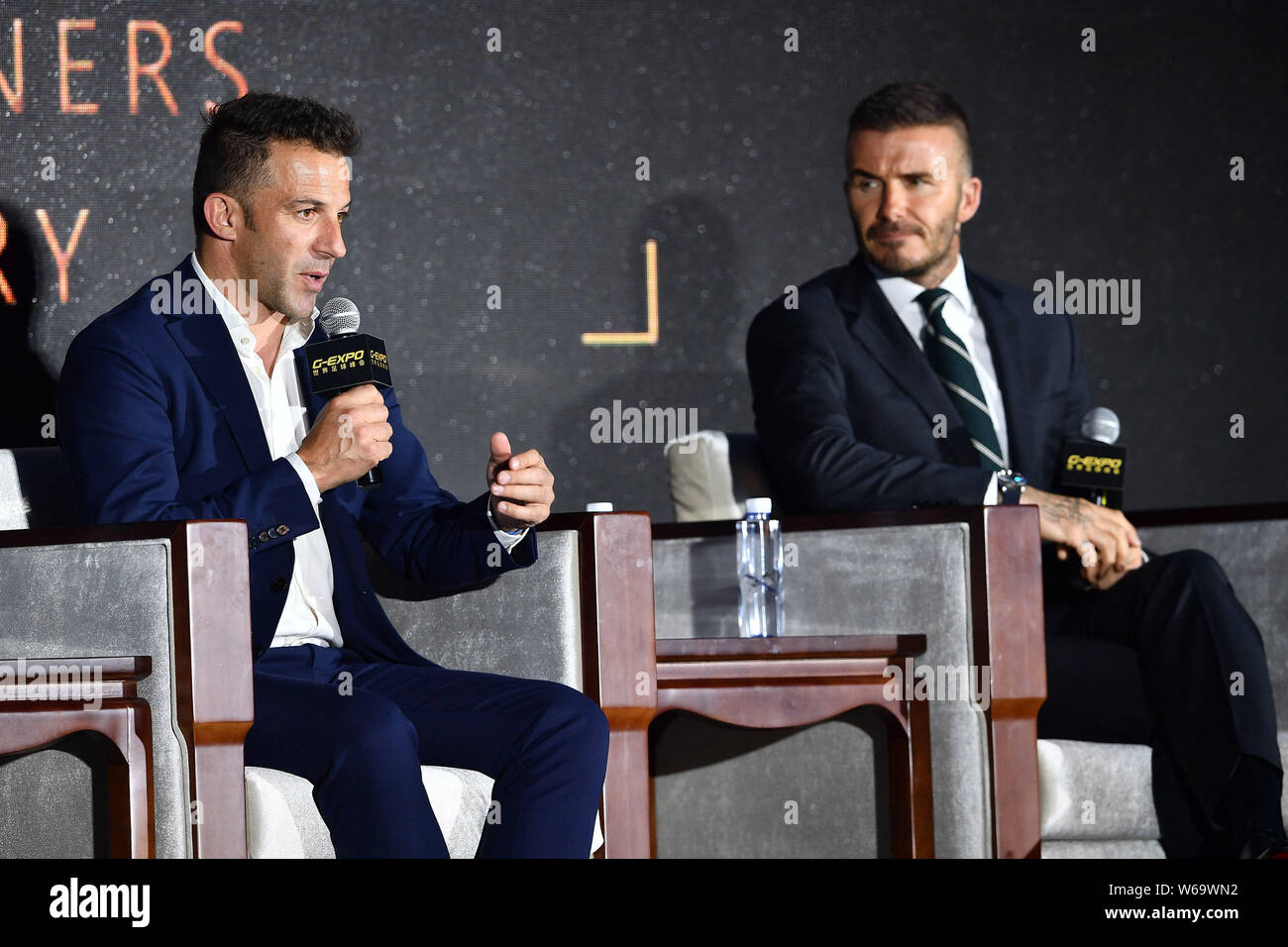 Italian former football player Alessandro Del Piero, left, and English ...