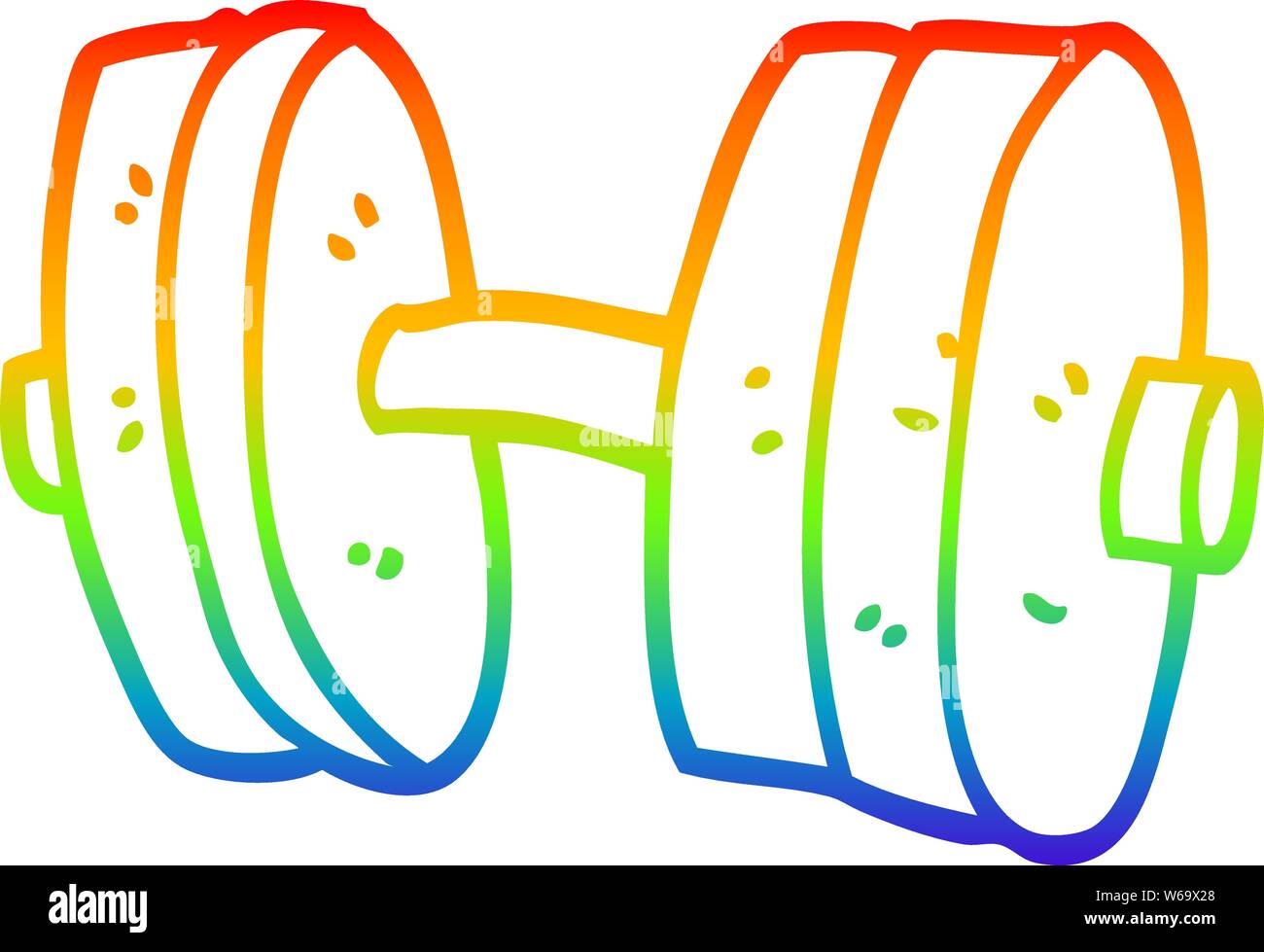 rainbow gradient line drawing of a cartoon weights Stock Vector Image ...