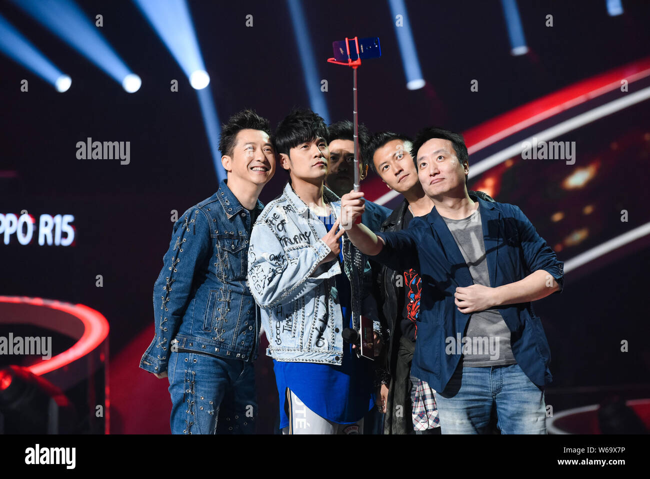 (From left) Taiwanese singers Harlem Yu, Jay Chou, Chinese singer Li ...