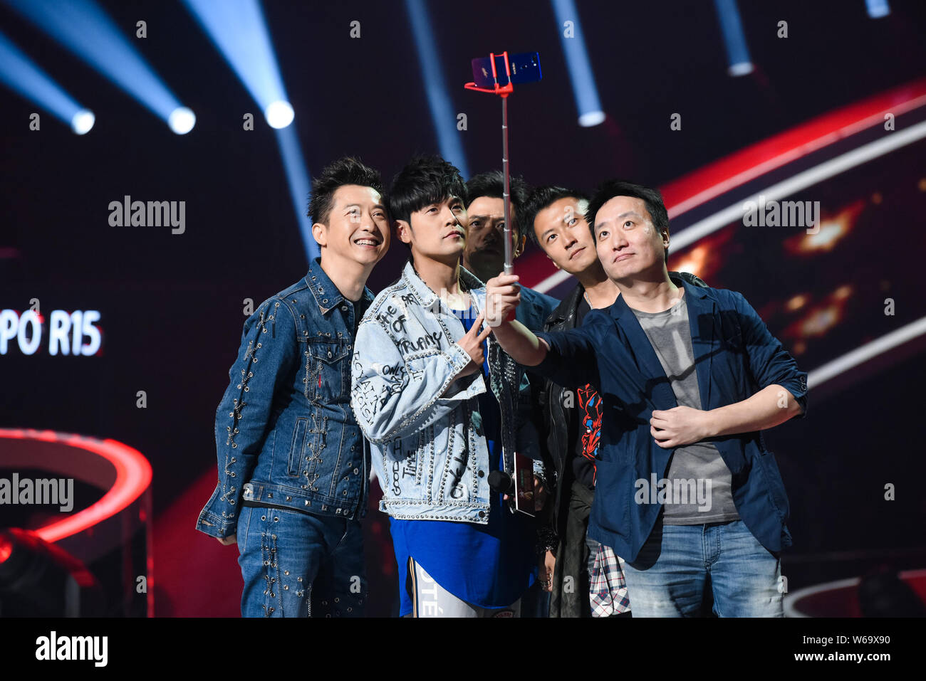 (From left) Taiwanese singers Harlem Yu, Jay Chou, Chinese singer Li ...