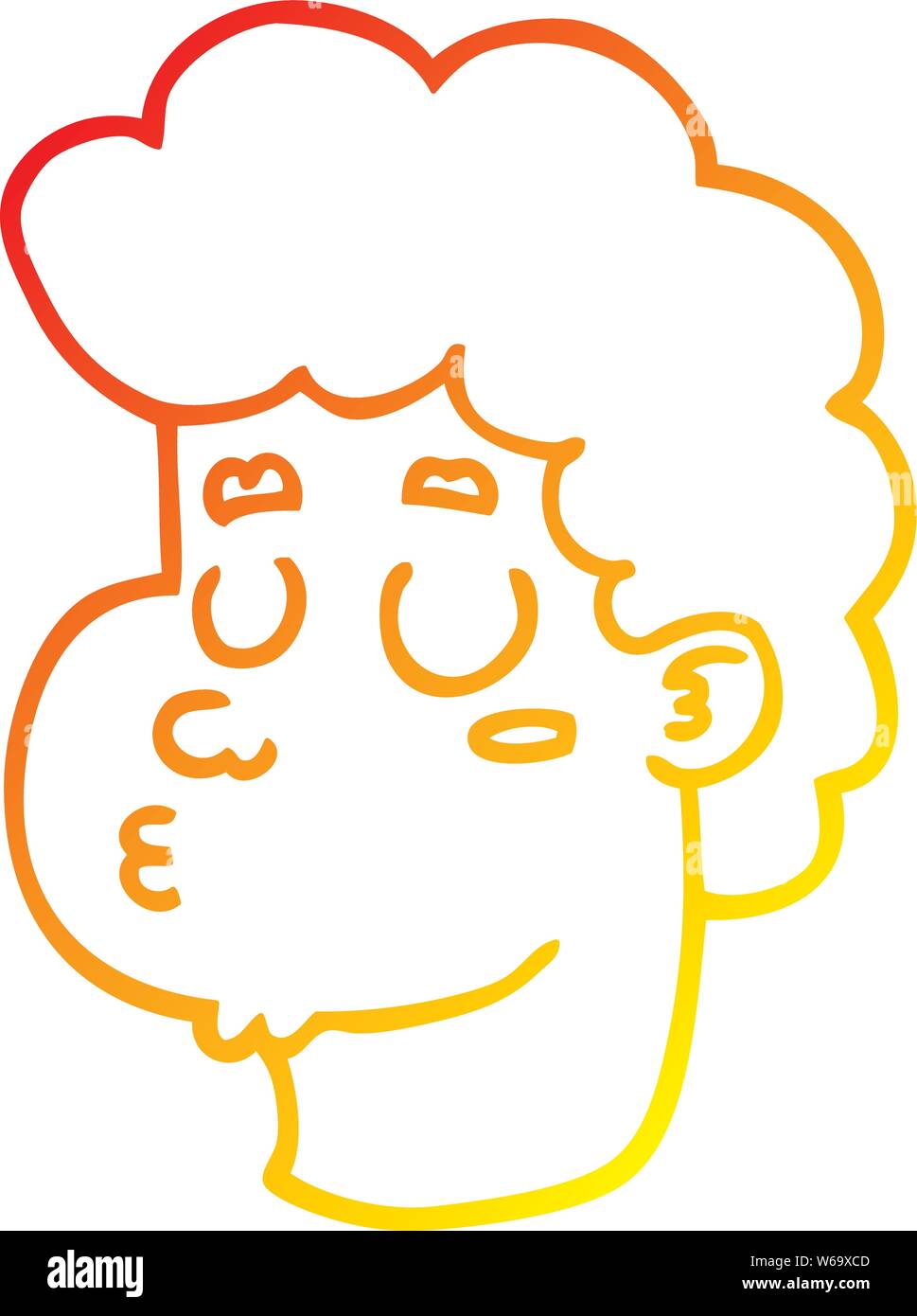 warm gradient line drawing of a cartoon male face Stock Vector Image ...