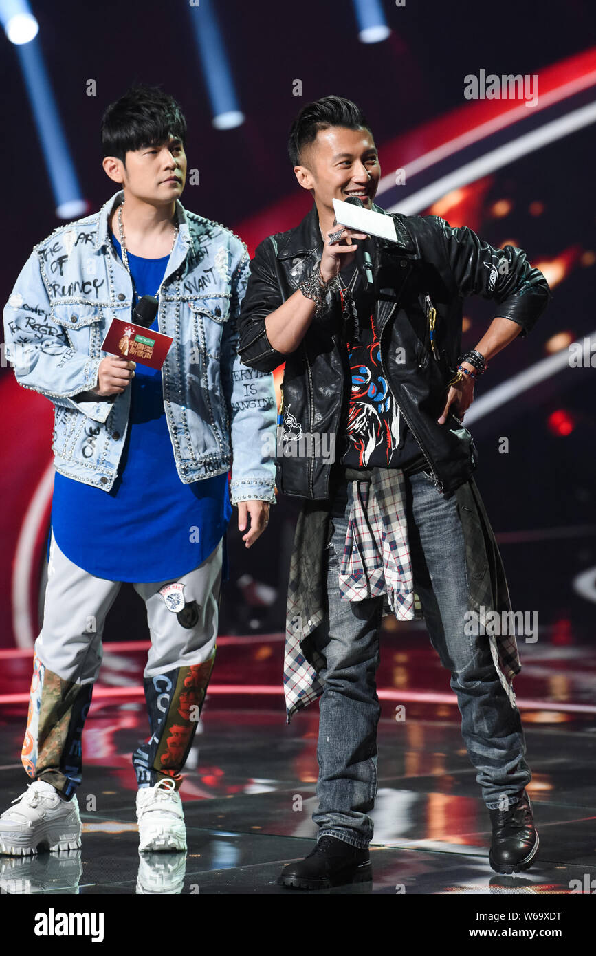 Taiwanese singer Jay Chou, left, and Hong Kong singer Nicholas Tse ...